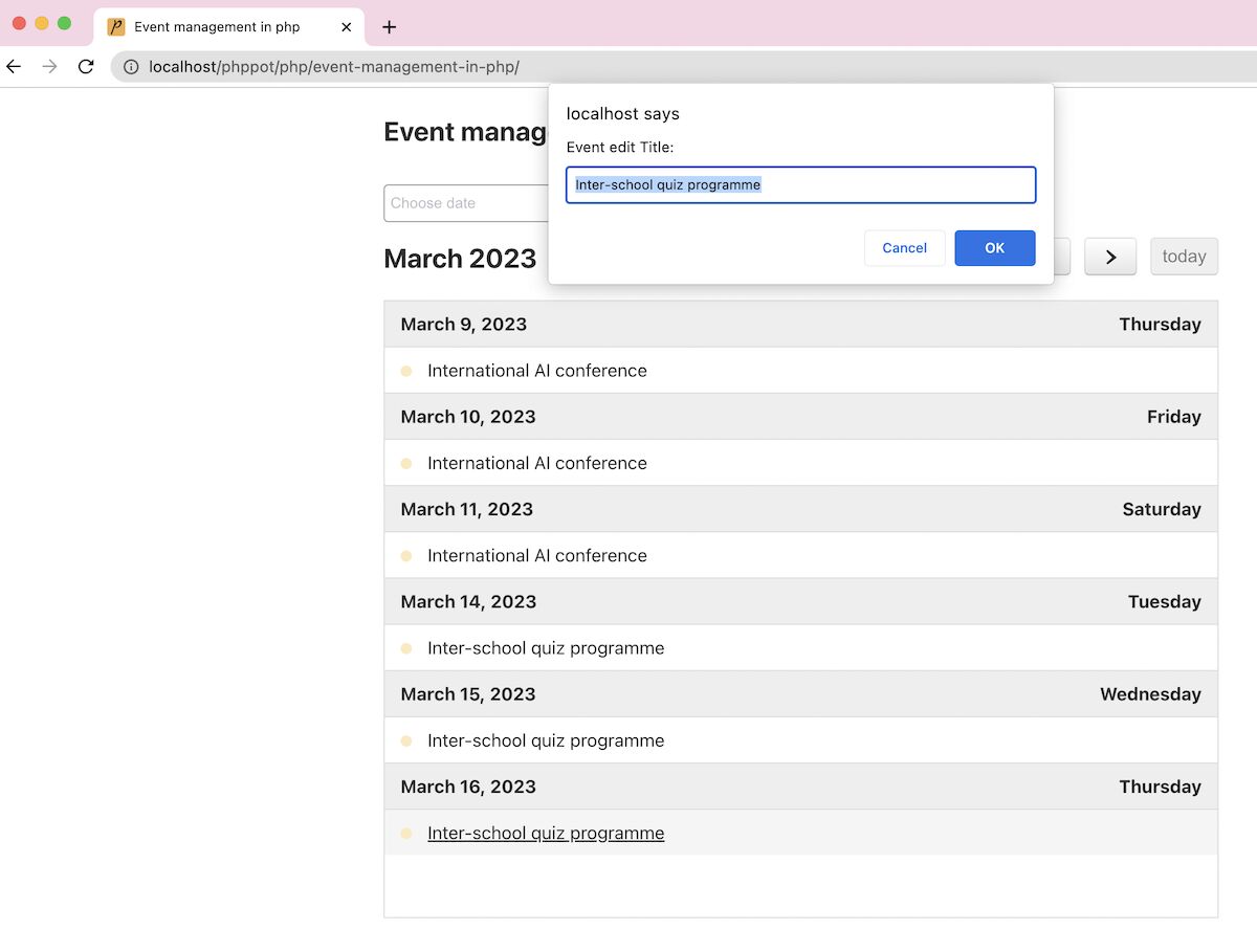 Dự án hệ thống quản lý sự kiện bằng PHP - PHP - Tri thức đời sống